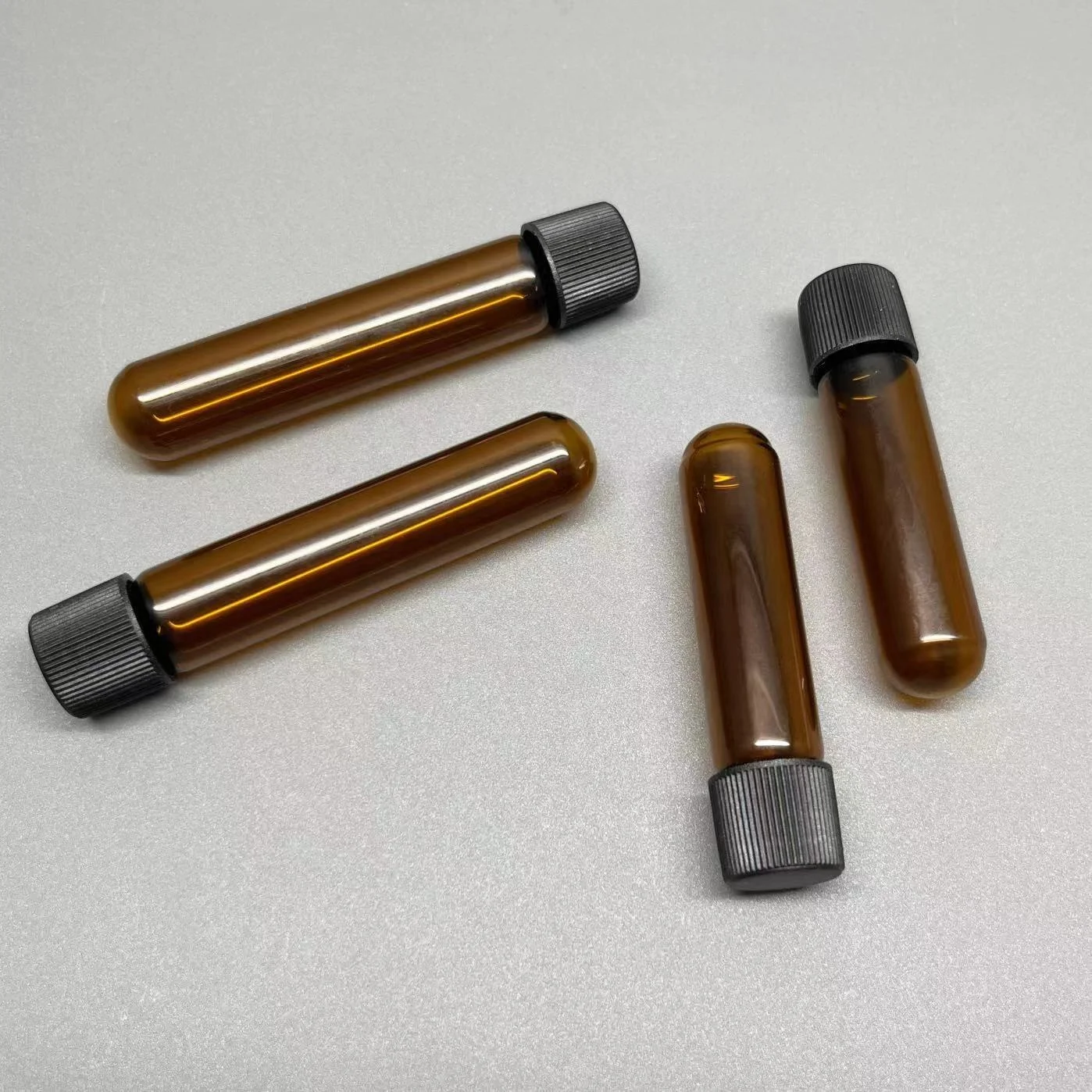 Test Tube Round Flat Bottom Medical Clear Glass With Aluminum Screw Lid ...