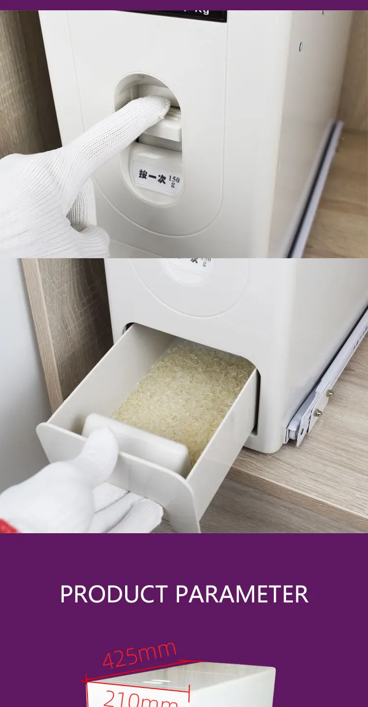 Built-in Plastic Rice Storage Cabinet Rice Container Bucket Kitchen ...