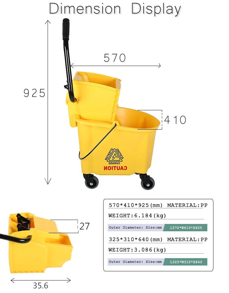 36 Litre Trolley Mop Bucket - Sustainable Cleaning Solutions