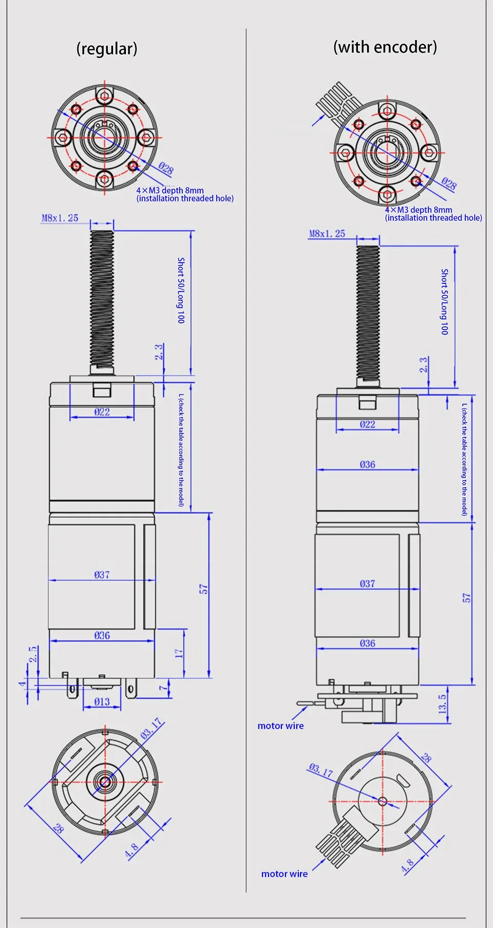 12v 24v Dc Planetary Gear Motor With Encoder And Bracket Shaft M8 ...
