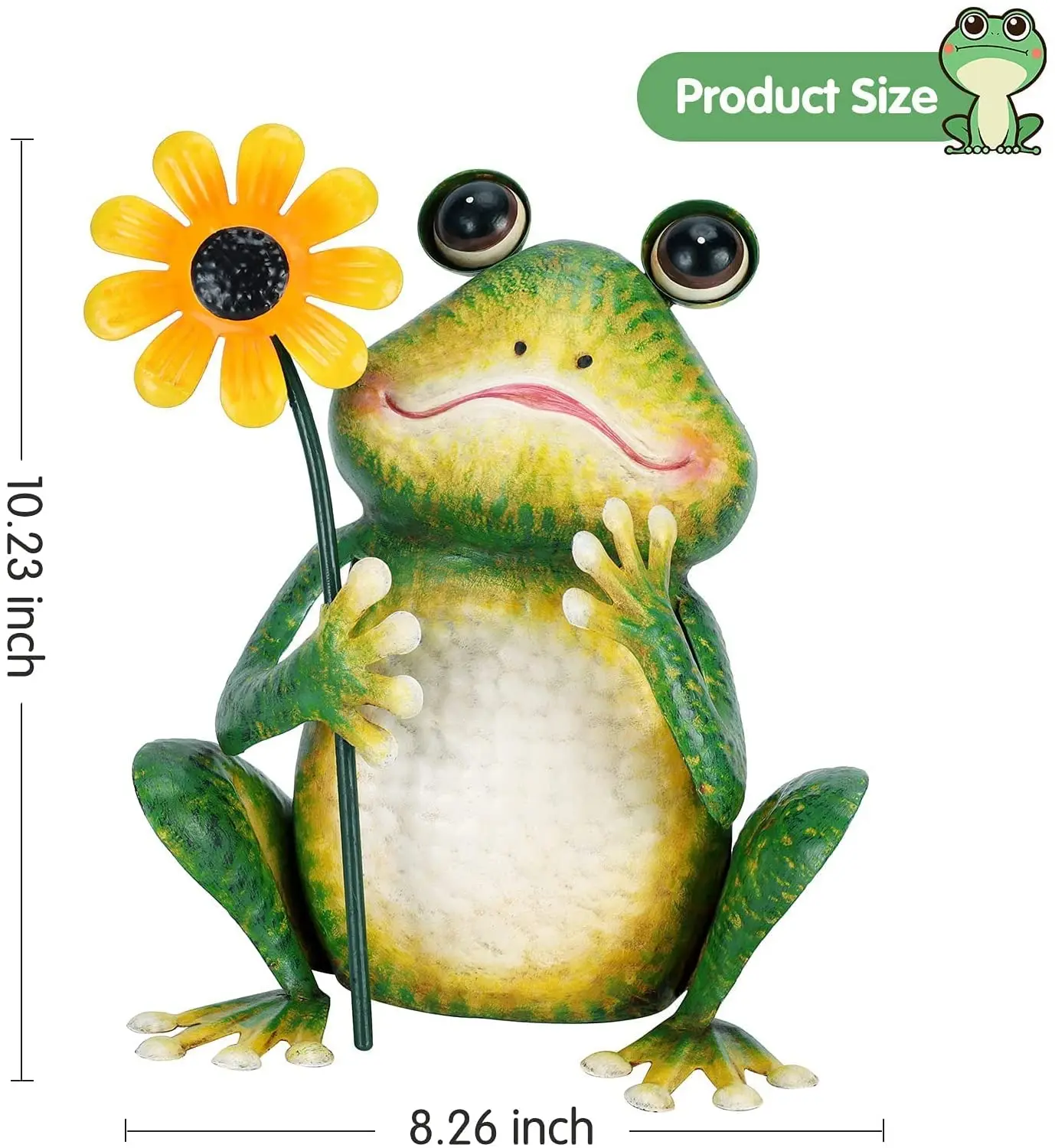 Sunflower Frog - Metal Garden Statue by Hand Work Artisan