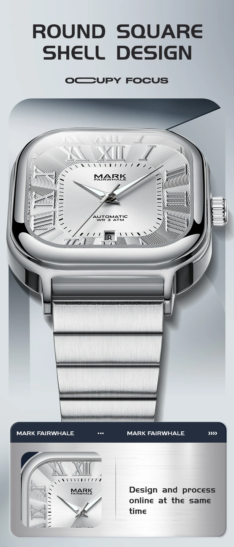 Mark Fairwhale Classic Square Luxury Watch for Men