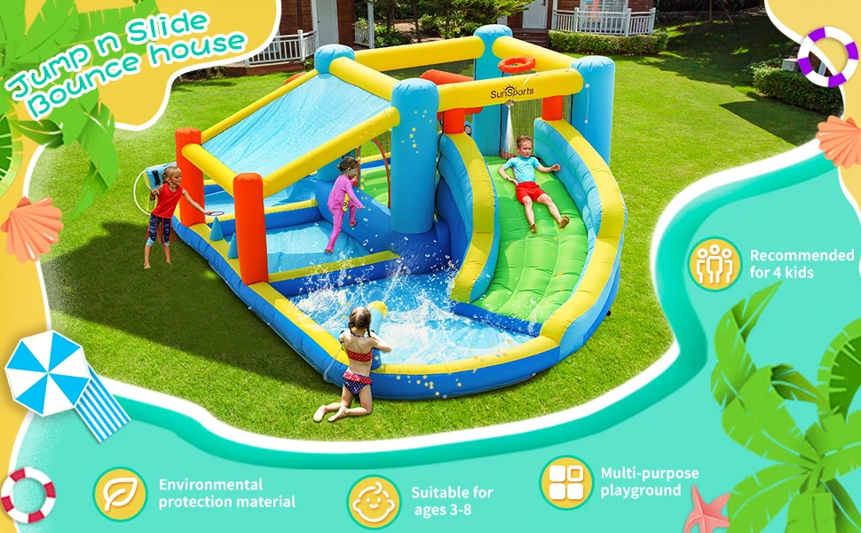 Sunsports Inflatable Water Slide for Kids Large Inflatable Water Park ...