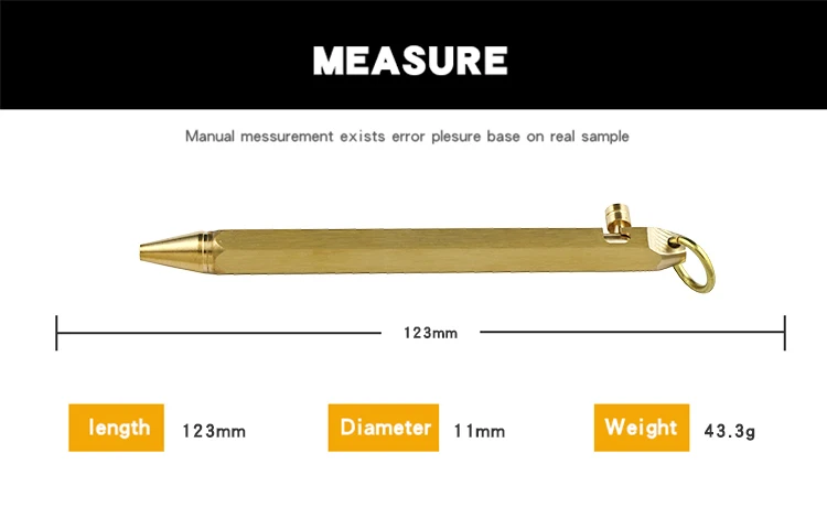 Vintage Solid Brass Hexagonal Shaped Bolt Action Ballpen Bronze Brushed ...