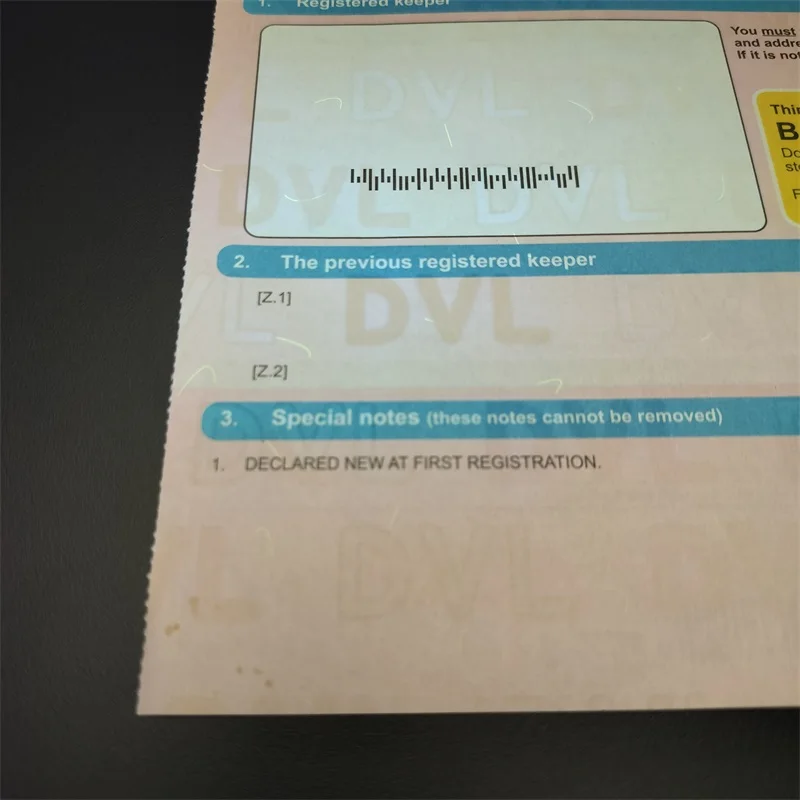 Custom Vehicle Registration Certificates with UV Security