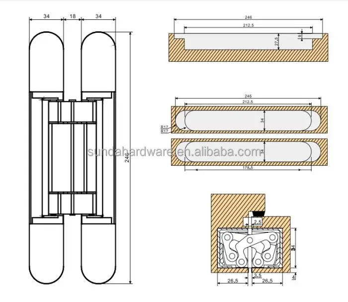 Heavy Duty 3d Adjust Concealed Hinge/ Invisible Hinge /hidden Door ...