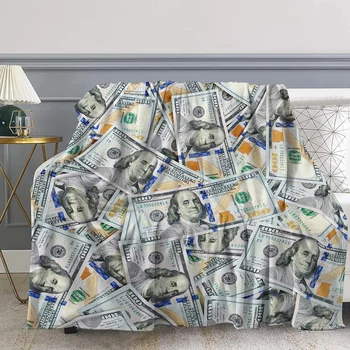 100 Dollar Bill Money Blanket Custom Print Home Bedroom Living Room Wealth Decor Soft Cozy ...