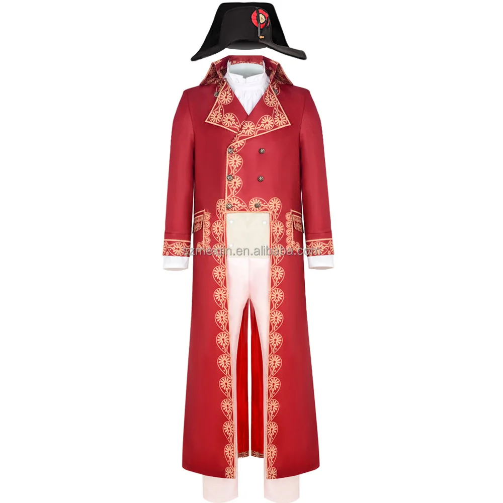 Red Napoleon Uniform Costumes Civilian Captain Long Jacket California ...