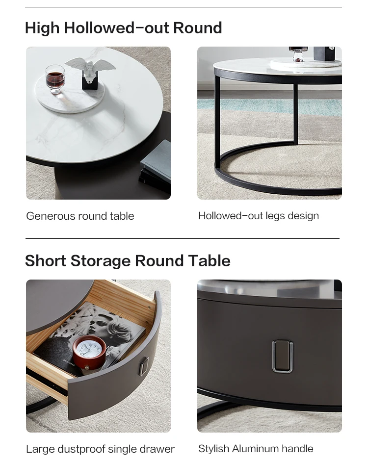 Dw1031 Quanu Custom Modern Slab Stone Top Round Wood Living Room ...