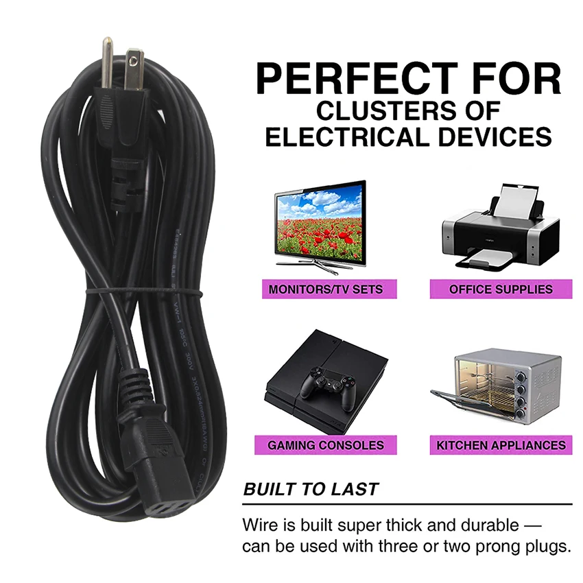 Usa Mexico 3 Pin Welding Machine Washing Iec C13 Ac 120v Tv Power Cord ...