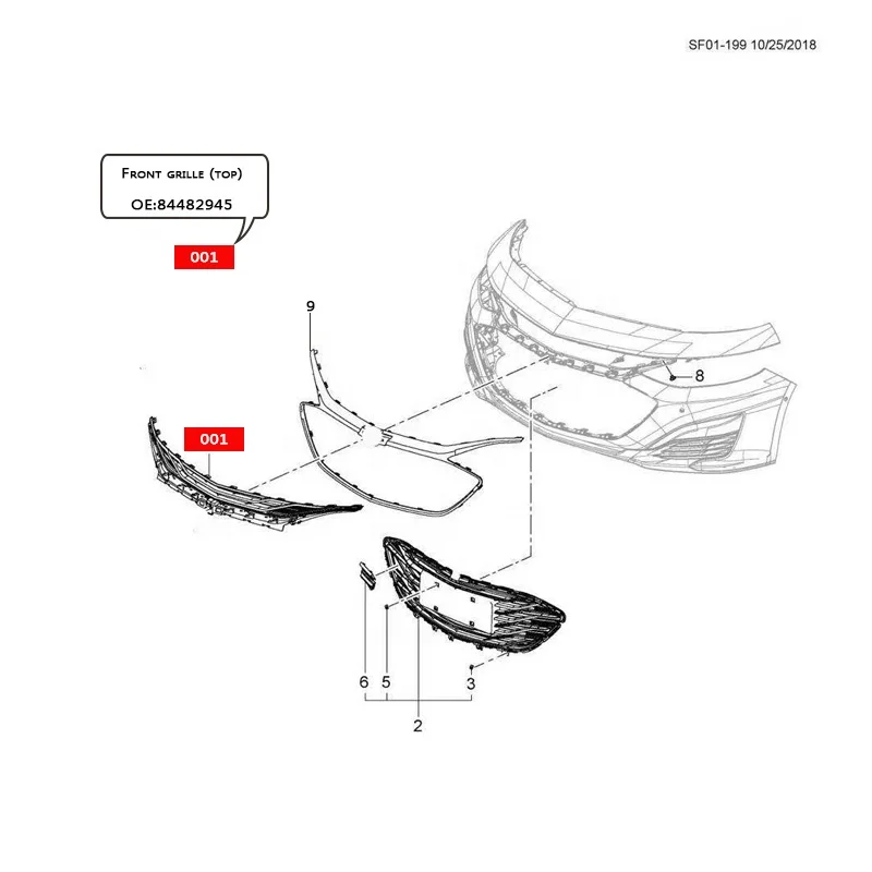 Front Grille Assembly for 2019 Chevrolet Malibu XL European Style ...