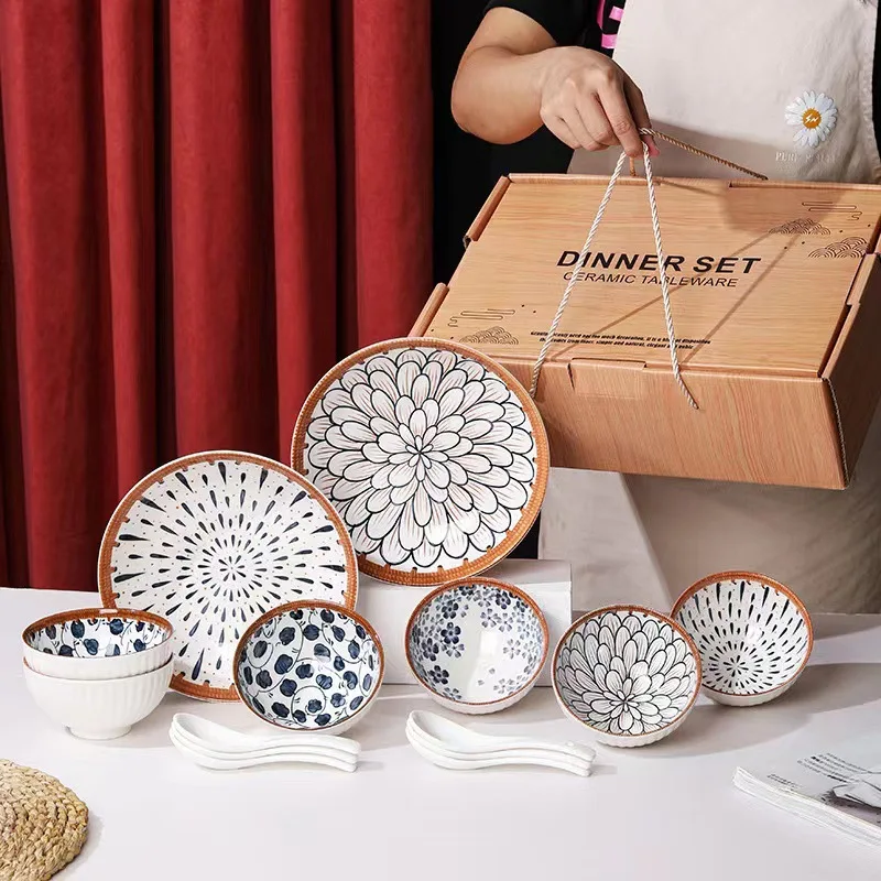 Japanese Gift Porcelain Retro White Porcelain Bowl Porcelain Dinner Set ...