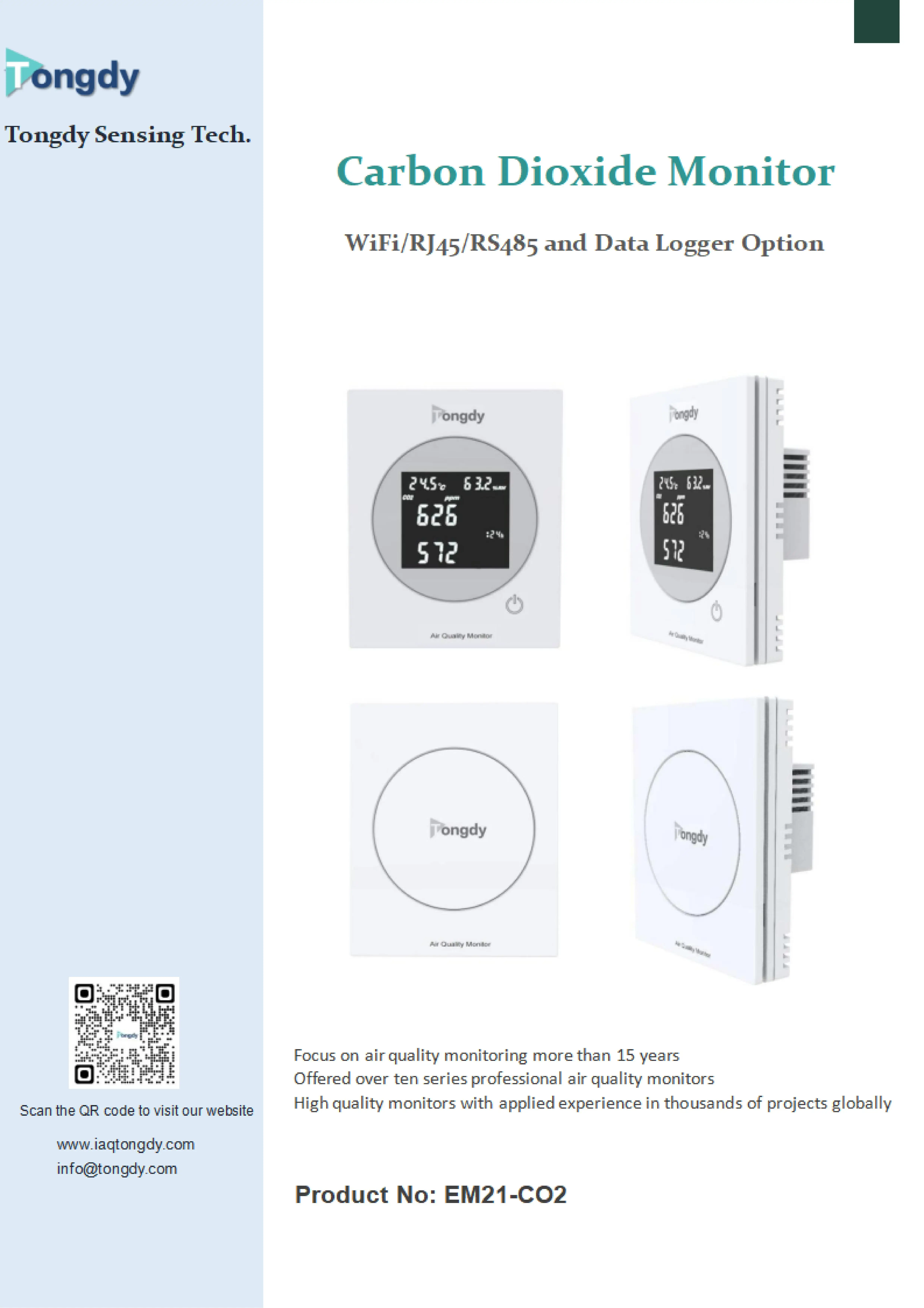 Wall-Mountable Indoor Air Quality Monitor CO2 PM2.5 Temperature ...