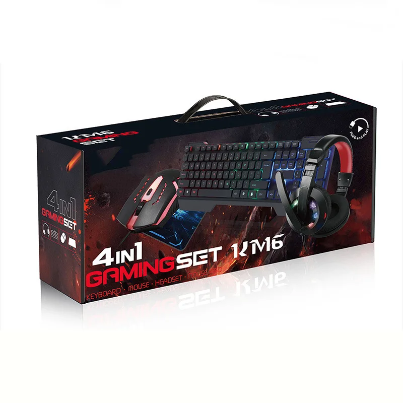 Wesdar Keyboard Mouse Headset Mouse Pad Four-piece Set Km6 Key Mouse ...