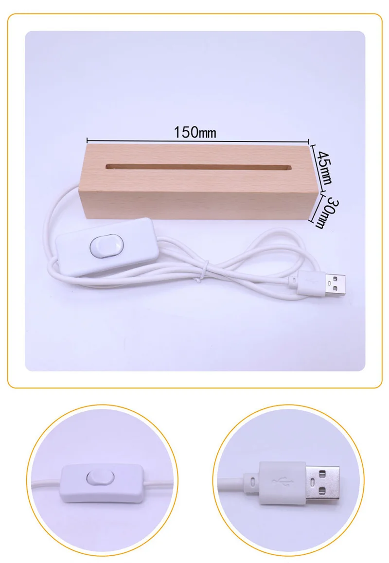 Rectangle Led Lights Display Base Wooden Lighted Base Stand Multicolor ...