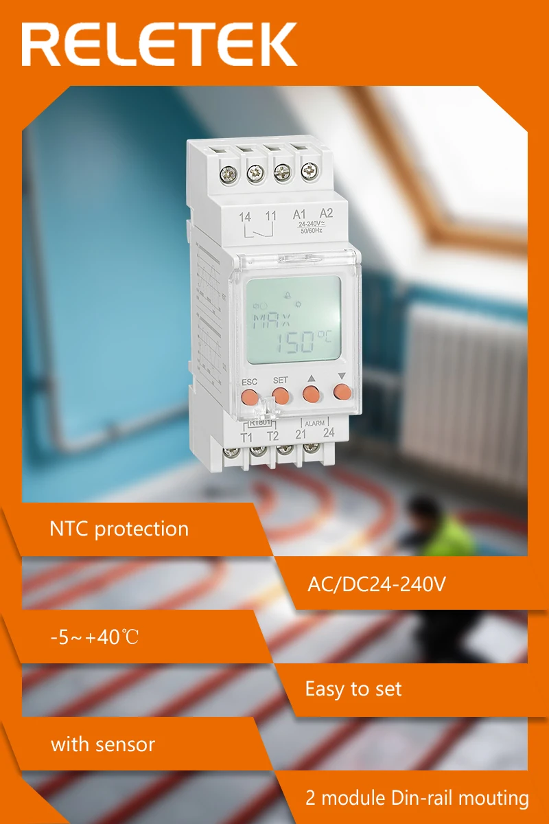 RELETEK Temperature Regular Relay RD-RTS130 AC/DC 24-240V 50/60HZ LCD ...