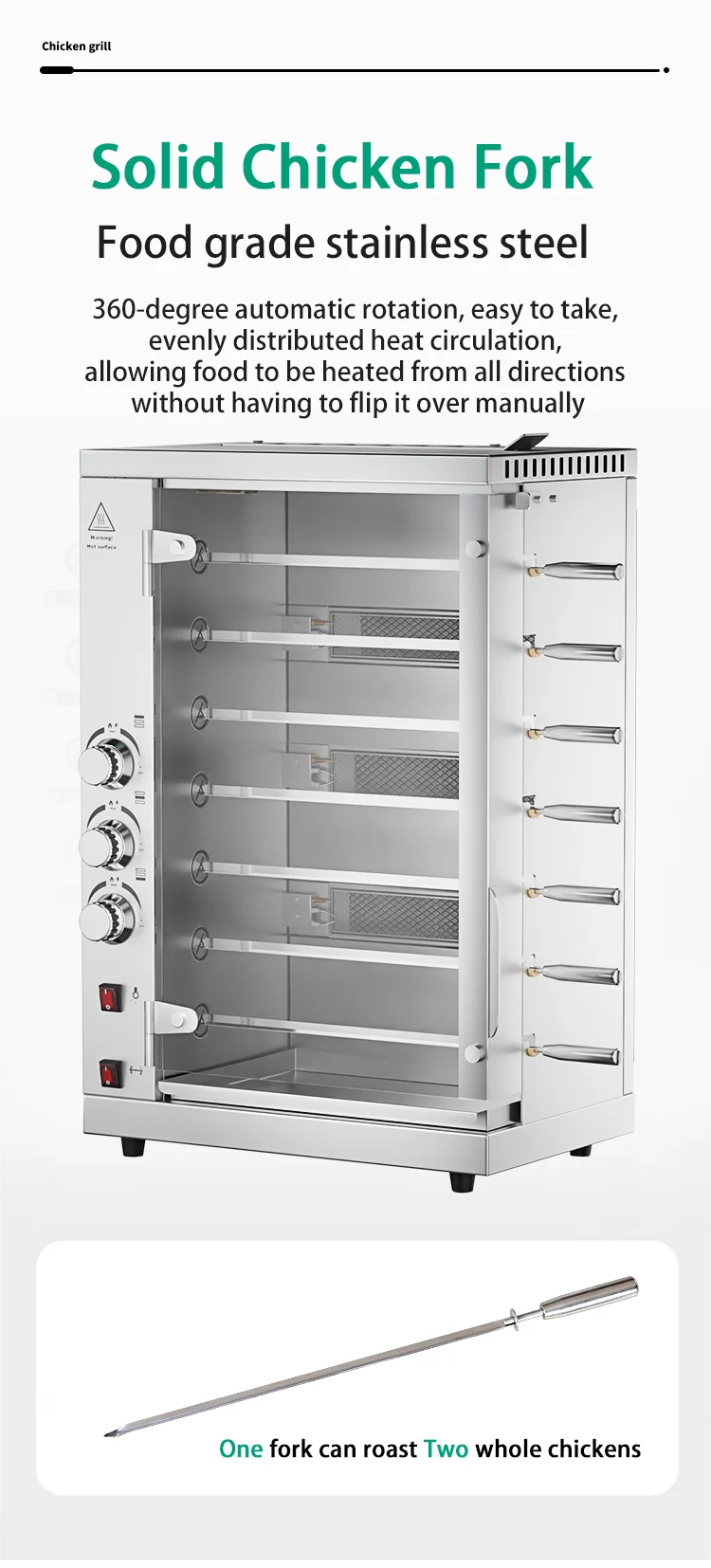 Chuangyu 7-layer High Quality Tempered Glass Gas Rotating Chicken ...