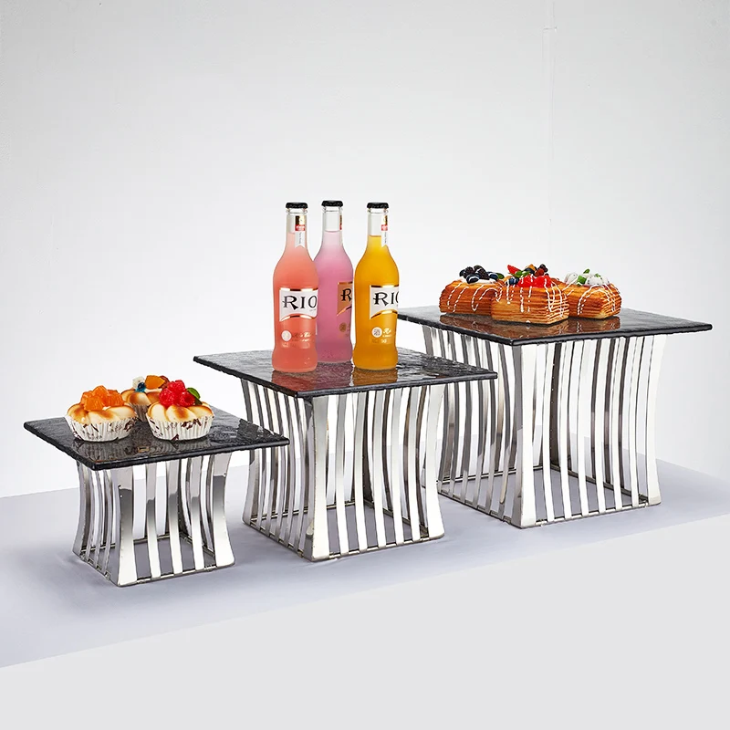 Luxury Gold Modern Stainless Steel Buffet Stands Square Wedding Food ...