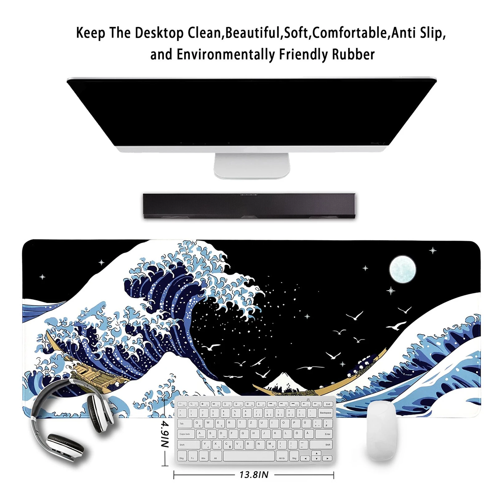 Factory Direct Custom Sea Wave Big Mouse Pad Non Slip Neoprene Anime ...