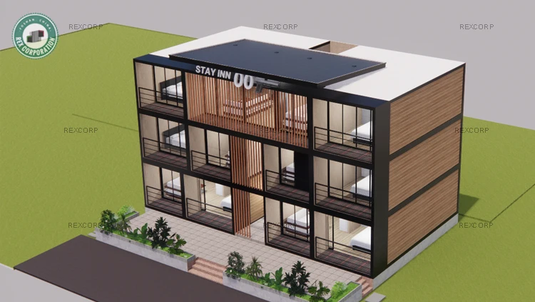 3 Storey Prefab Container Hotel - Luxury & Sustainability