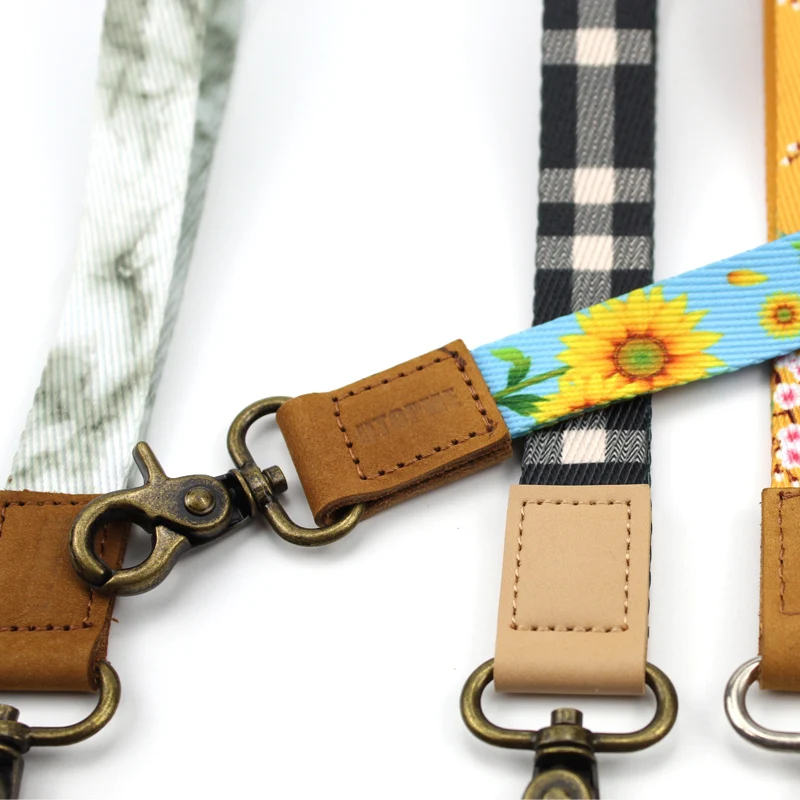 Custom Logo Sublimation Print Wrist Lanyard Leather Wristlet Keychain ...