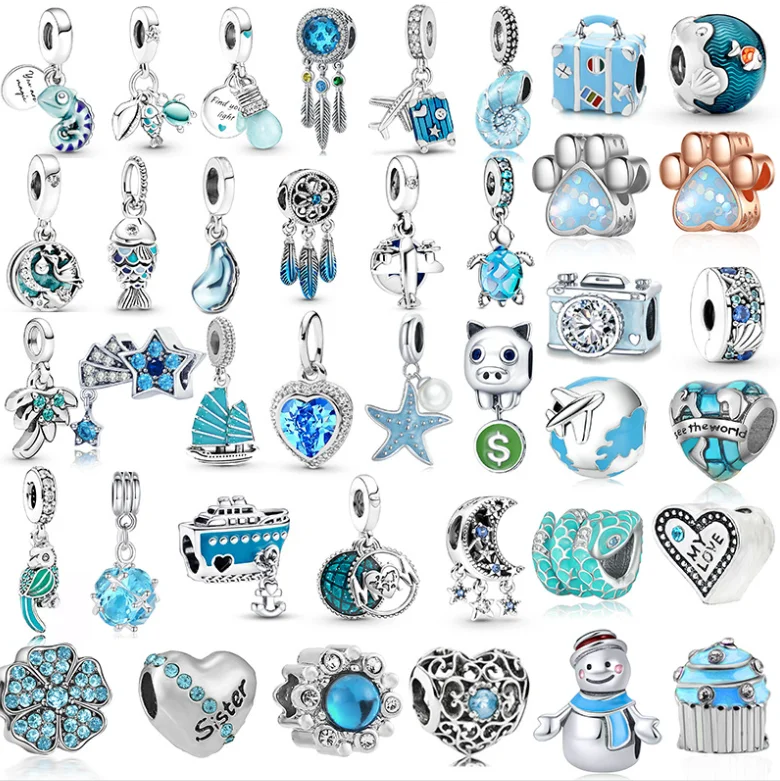 Blue Croc Charms Mermaid Sea Animals Enamel Charms For Jewelry Making ...