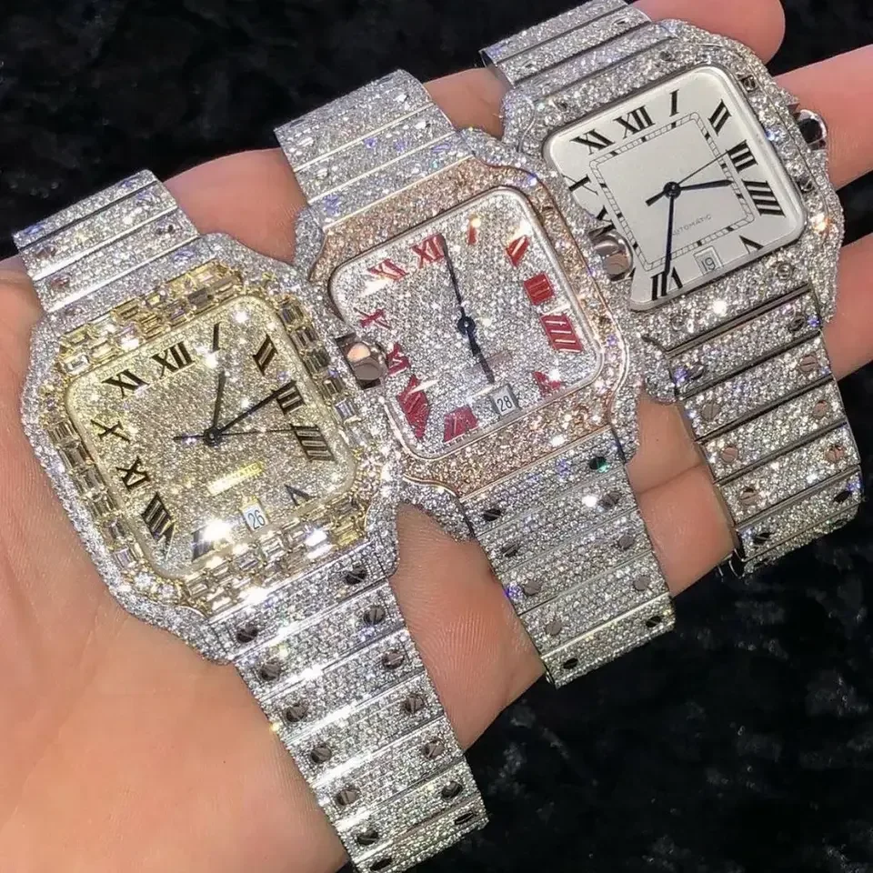 Luxurious Moissanite Diamonds Fully Iced Out Chronograph Hip Hop Watch ...