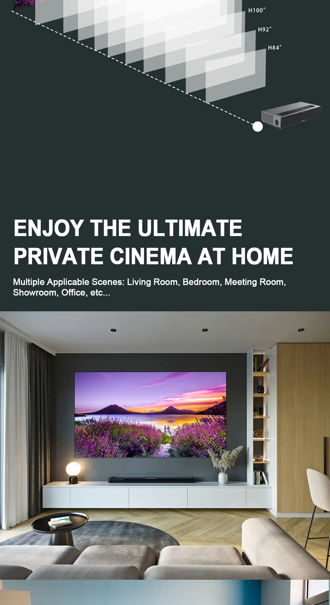 150 Inch Seamless Giant Screen WUPRO CBSP Best 94% ALR PET Crystal Maximize Contrast Fixed Frame ...