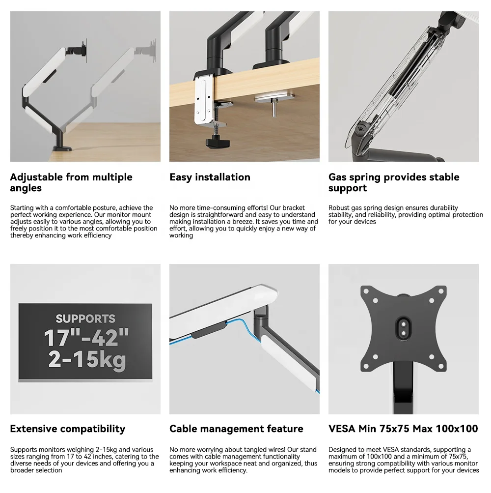 Newest Design Ergonomic 17-42inch Universal Aluminium Single Stand ...