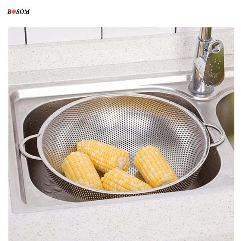 Stainless Steel Kitchen Tool Metal Colander Filter Basket Pasta Fruit ...