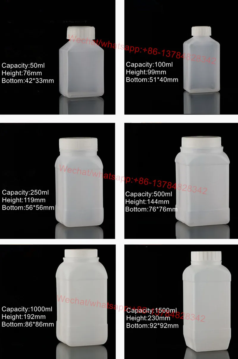 Laboratory Hdpe Square Chemical Plastic Biochemistry Powder Medical Reagent Bottle Jar 50ml ...