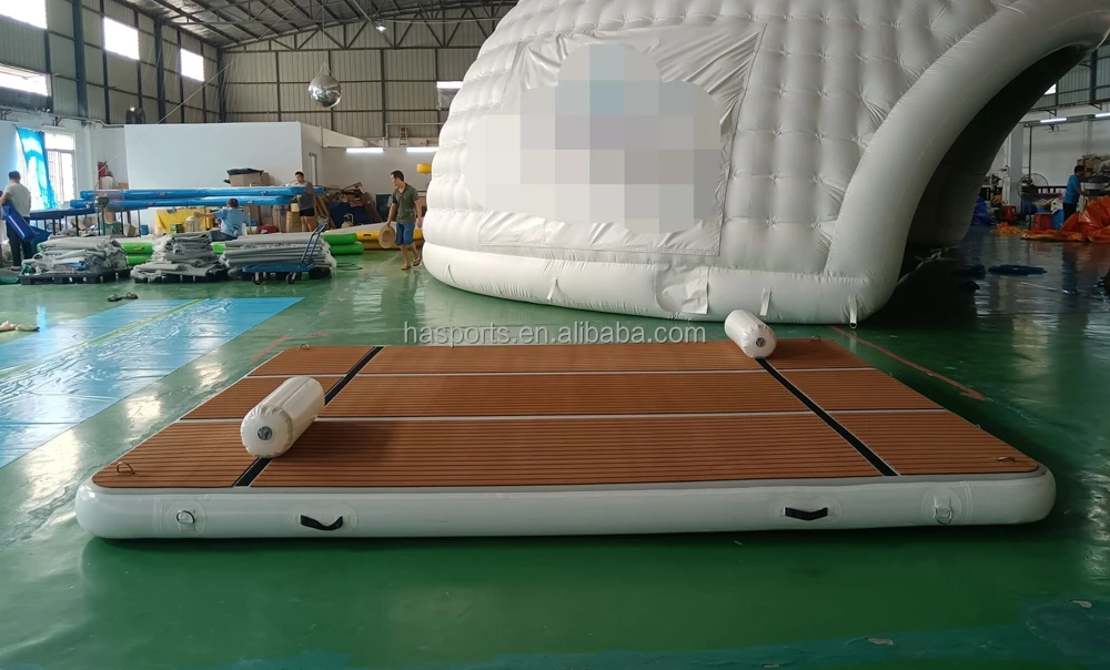 Customized Inflatablefloating Dock Play Water Floating Pub With Tent ...