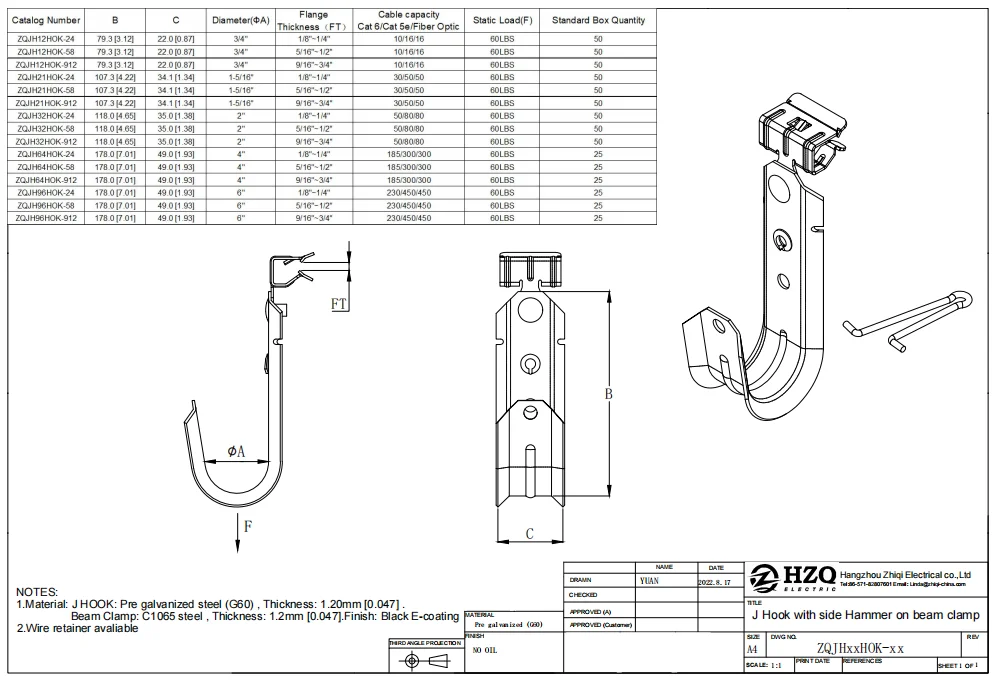 J Hook With Hammer On Beam Clamp Flange Clip - Buy Galvanized J Hook ...