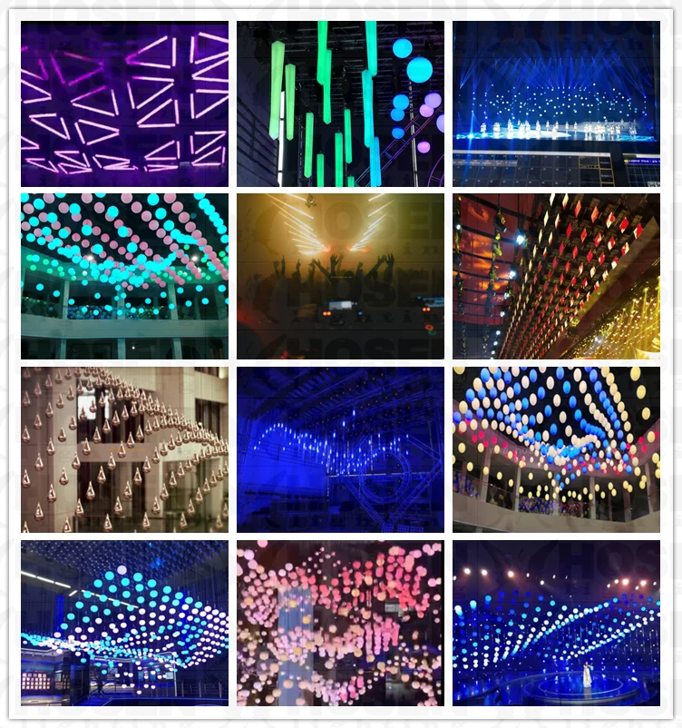 DMX Control Winch Ceiling 3D Kinetic LED Ball Lights