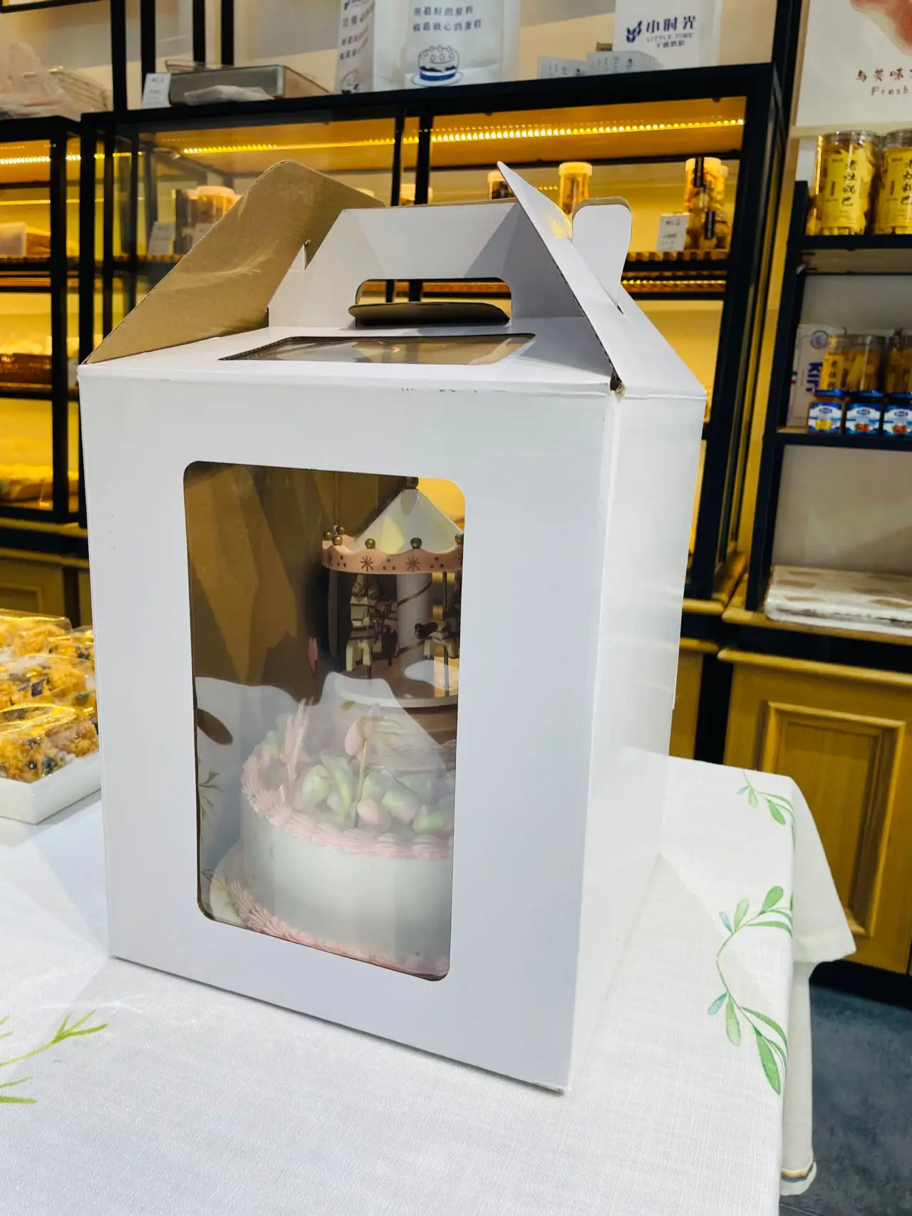 Tall Cake Boxes With Windows Bakery Carrier Container With Handle For ...