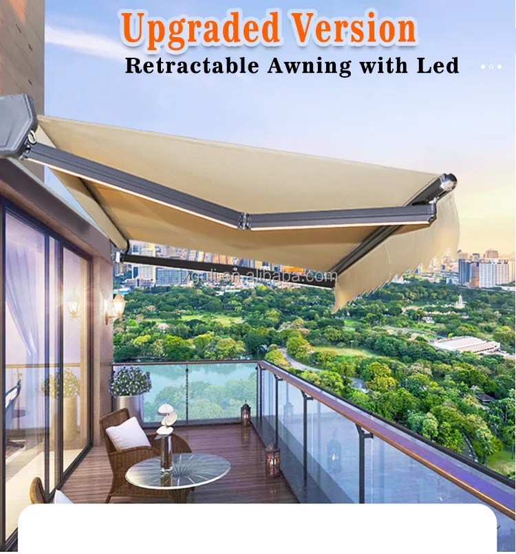 New Wall Fixed Roof Cover Retractable Sunshade Aluminum Electric Extendable Awnings Outdoor ...