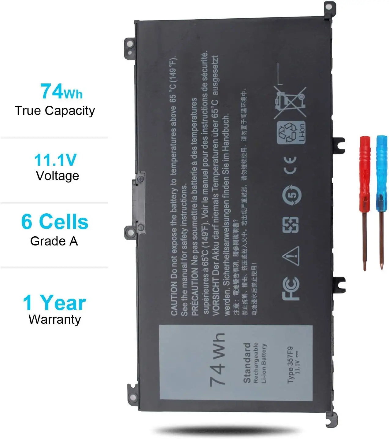 Factory Price 357F9 74Wh Replacement Laptop Battery for Dell Inspiron ...