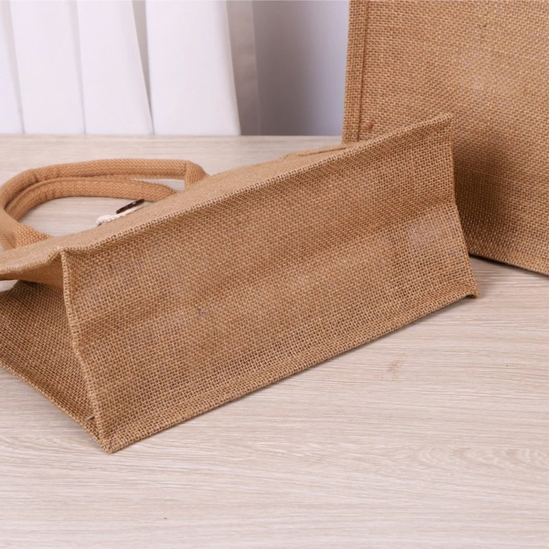 Wholesale Laminated Jute Tote Bags Diy Linen Gift Bag Retro Style ...