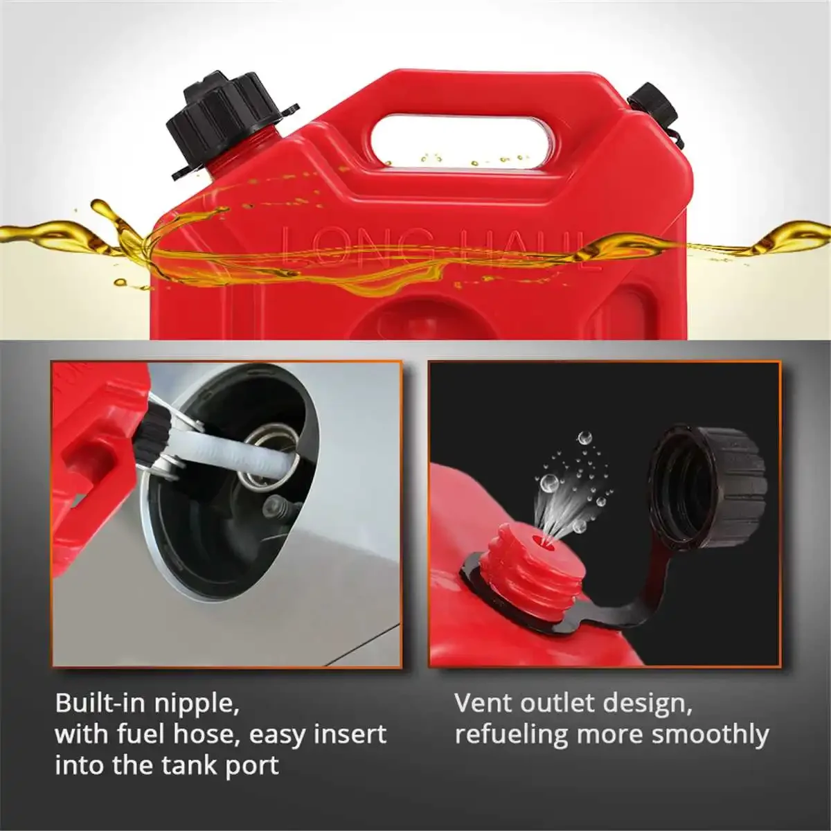 5L Portable Jerry Can Gas Fuel Tank Plastic Petrol Car Gokart Spare ...