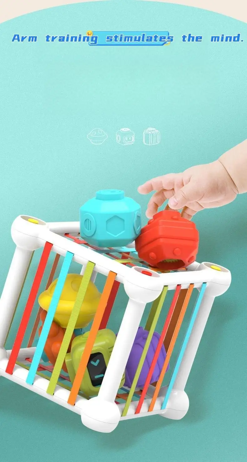 Shape Sorting Baby Toys Baby Sorter Toy Colorful Cube And 6 Pcs Multi ...
