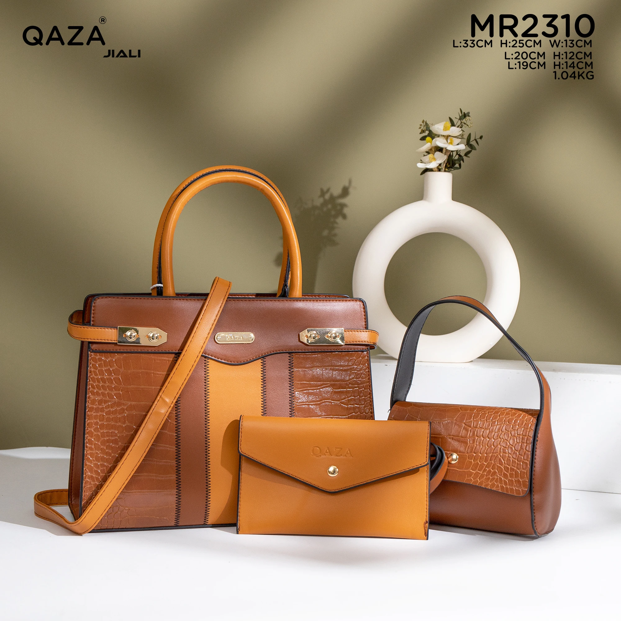 Jiali QAZA Large 3-in-1 Tote Crossbody Handbag PU Leather Fancy Hand ...