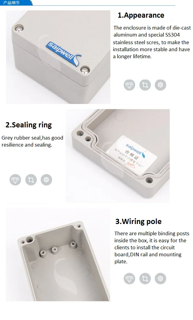 Die Cast Aluminum Enclosure Junction Box Waterproof Ip66 Outdoor ...