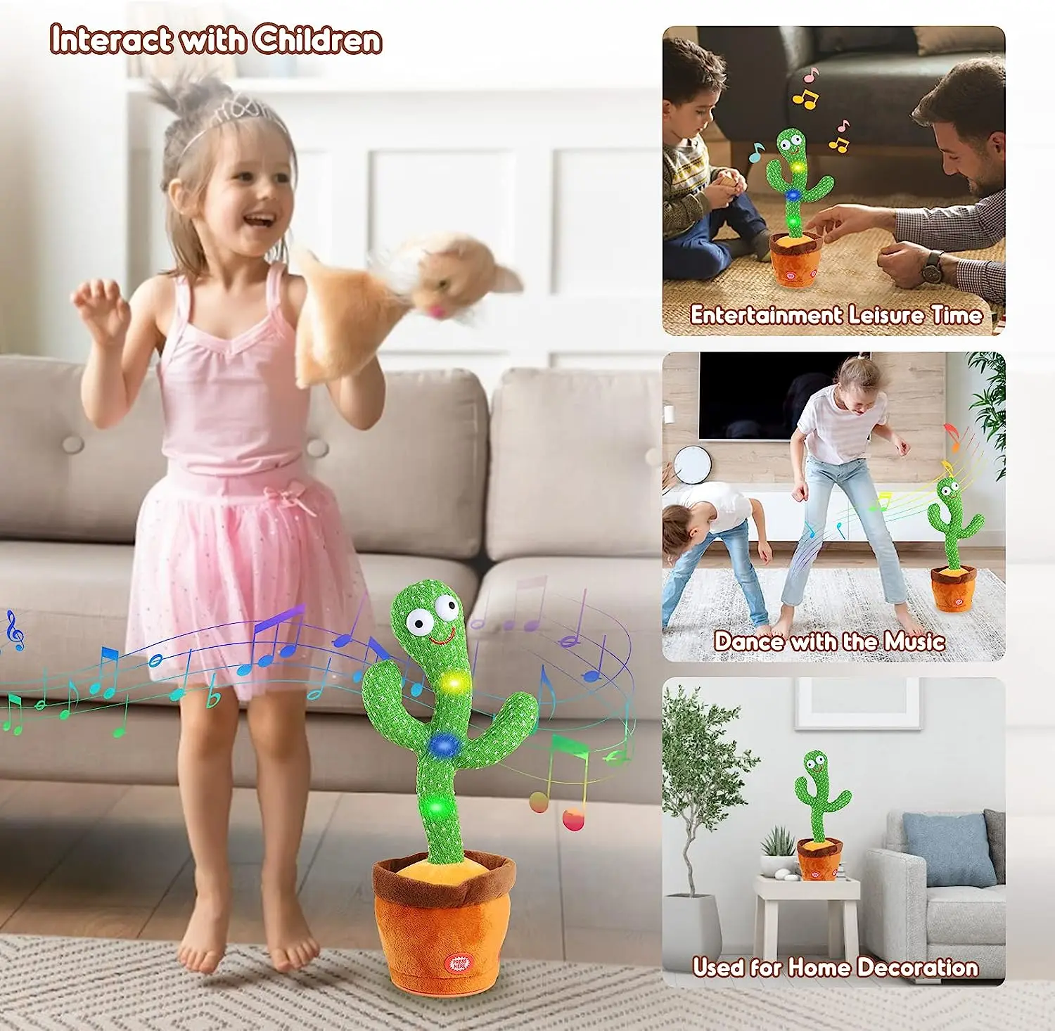 Talking Cactus Toys,Dancing Cactus Mimicking Toy with LED English Sing ...