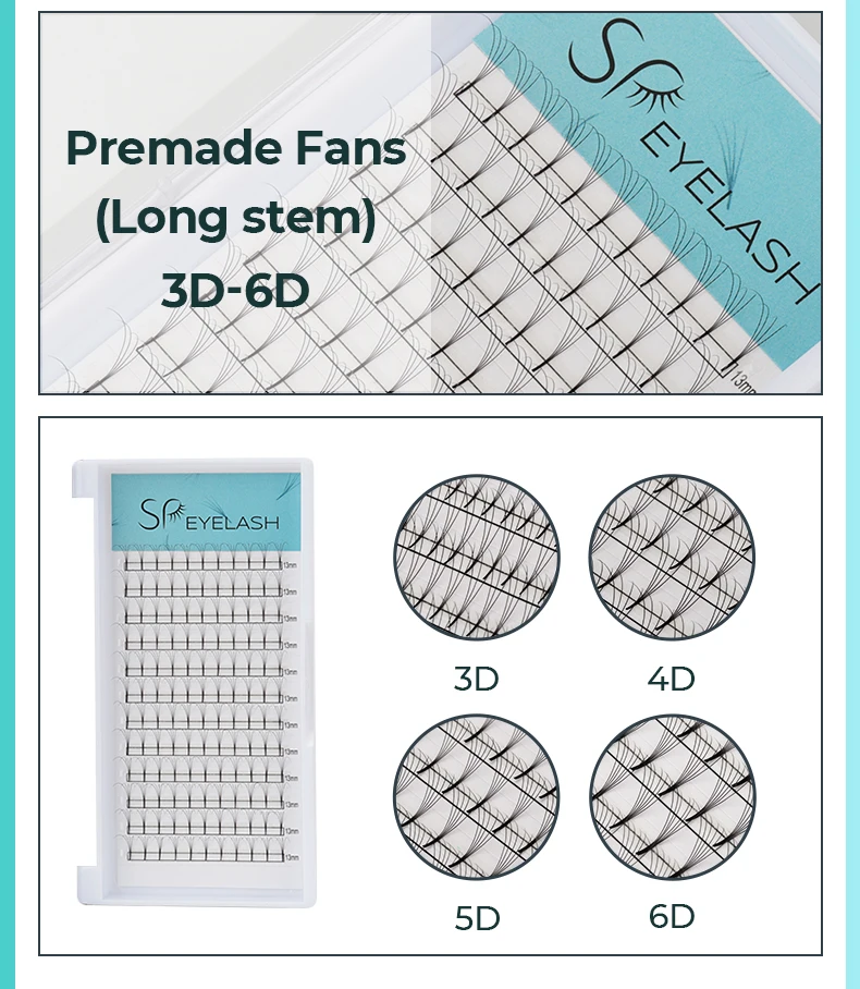 Short Stem 2D 3D 5D 6D 7D 0.07 Eyelash Extension Fans Premade Volume ...