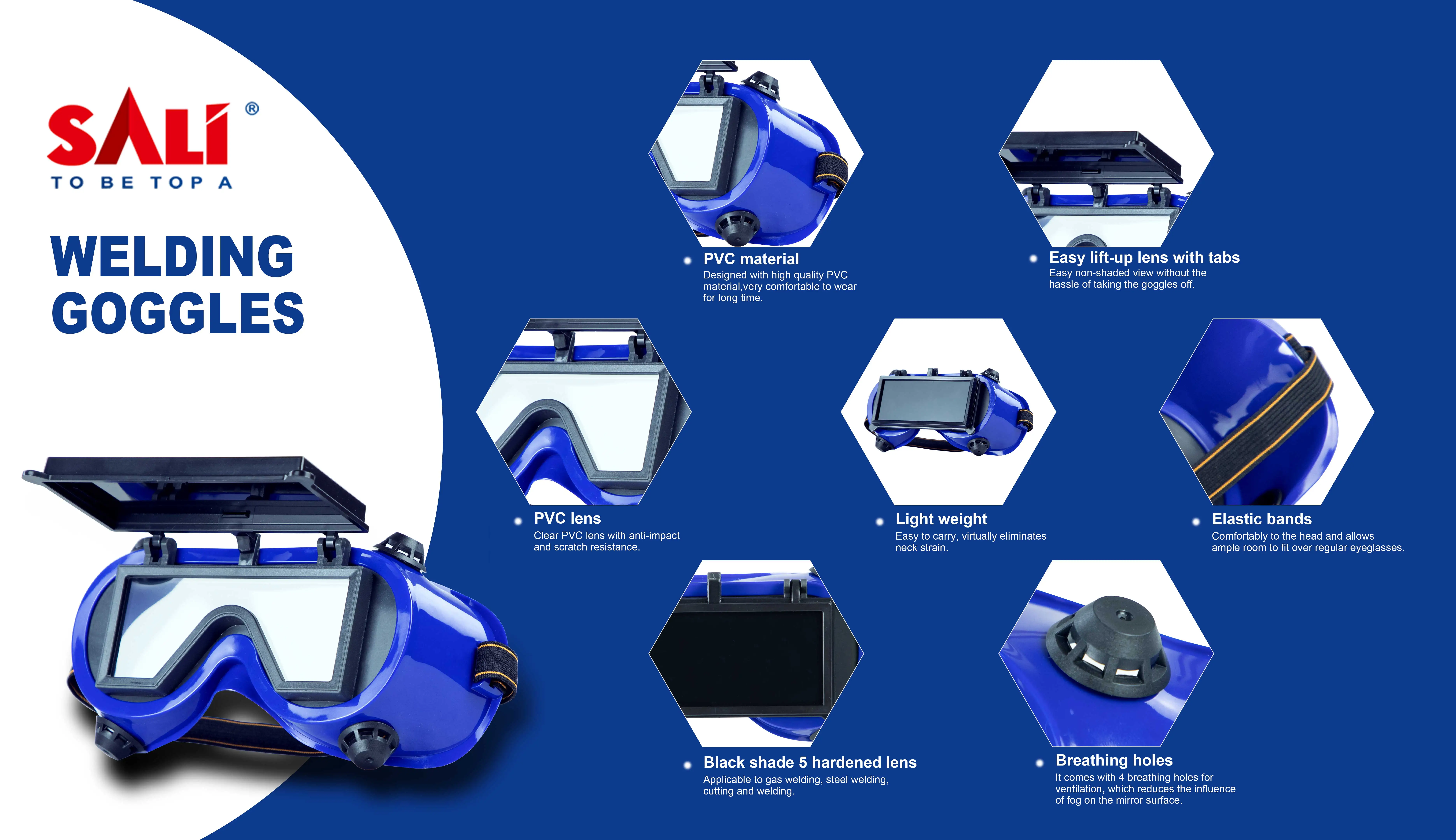 Welding Goggles - Adjustable Band PVC Material Eye Protection