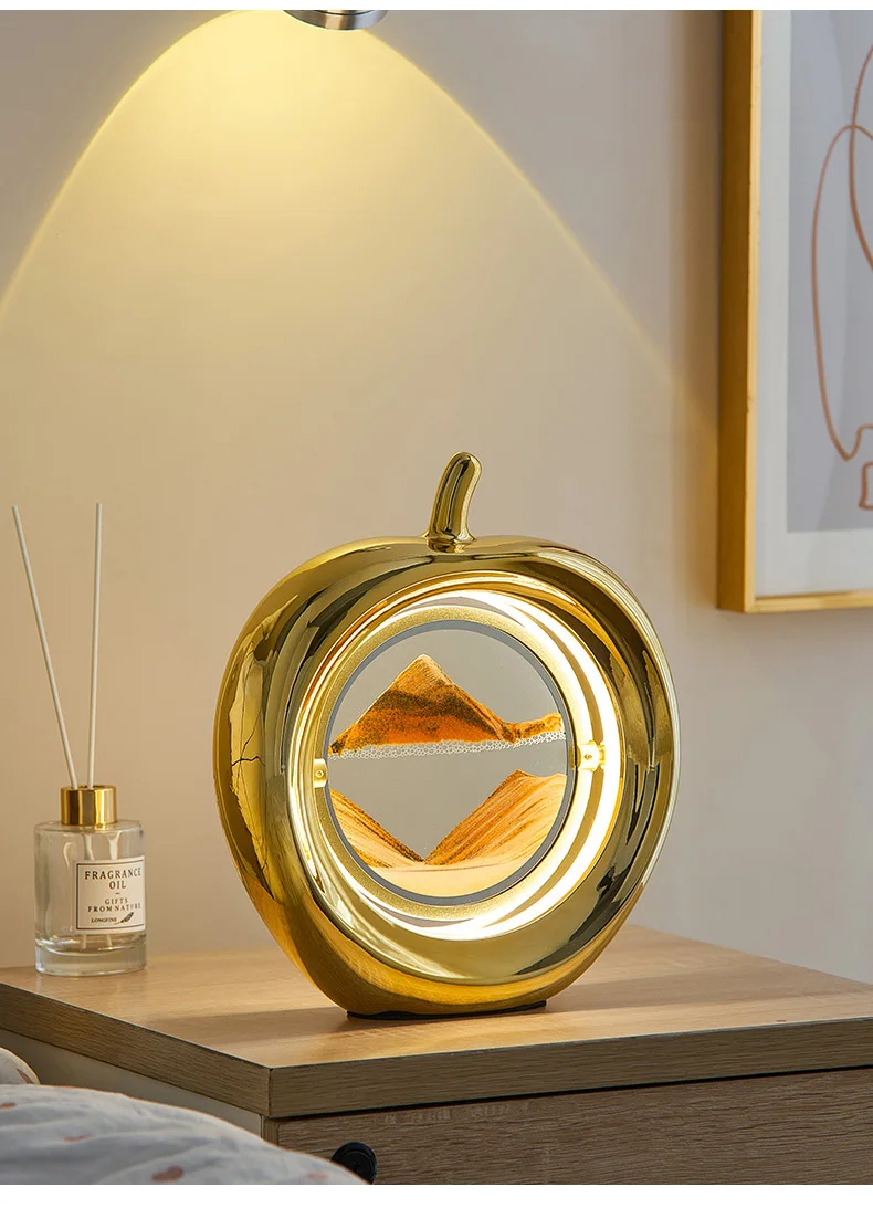 Modern Home Accessories Decoration Glass Quicksand Painting apple Table ...