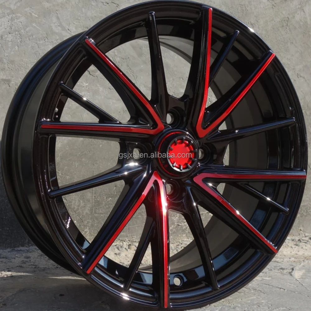 Wholesale Black And Red Rims 15 16 17 Inch 4 Lug 4x100 Wheels 4x114.3 ...