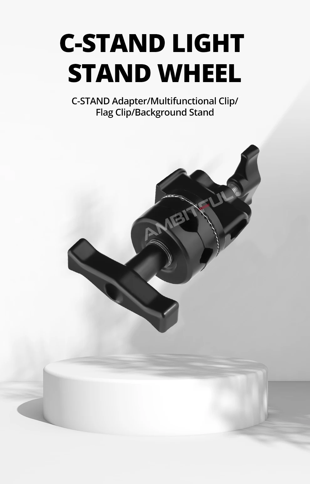 Black Heavy Duty Grip Head 1.5cm C Stand Adapter for Photography