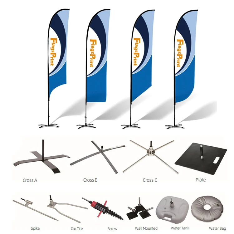 Custom Outdoor Advertising Beach Teardrop Feather Flag 12 15 Feet Tall