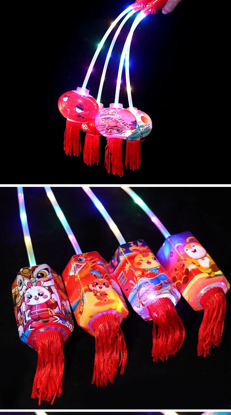 New Luminous Portable Cartoon Rabbit Printed Lantern Chinese New Year ...